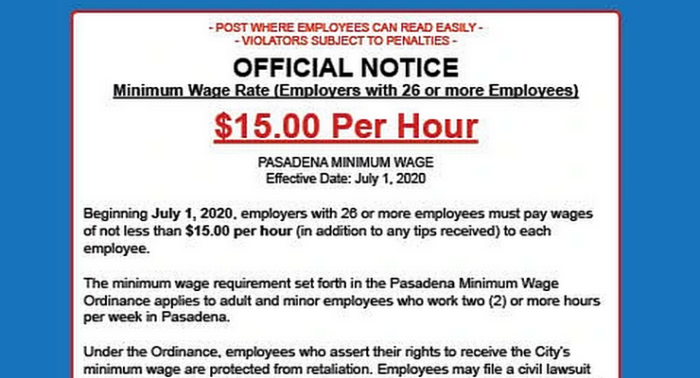 Pasadena Minimum Wage Increase Takes Effect – Pasadena Now
