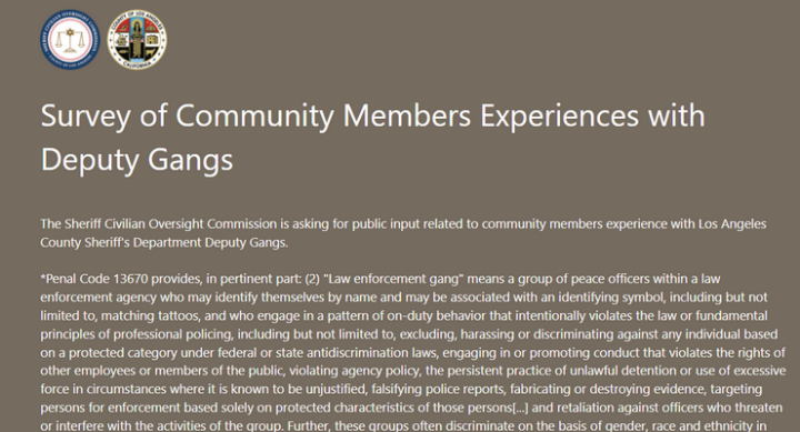 Los Angeles County Seeks Public Input on Deputy Gangs – Pasadena Now